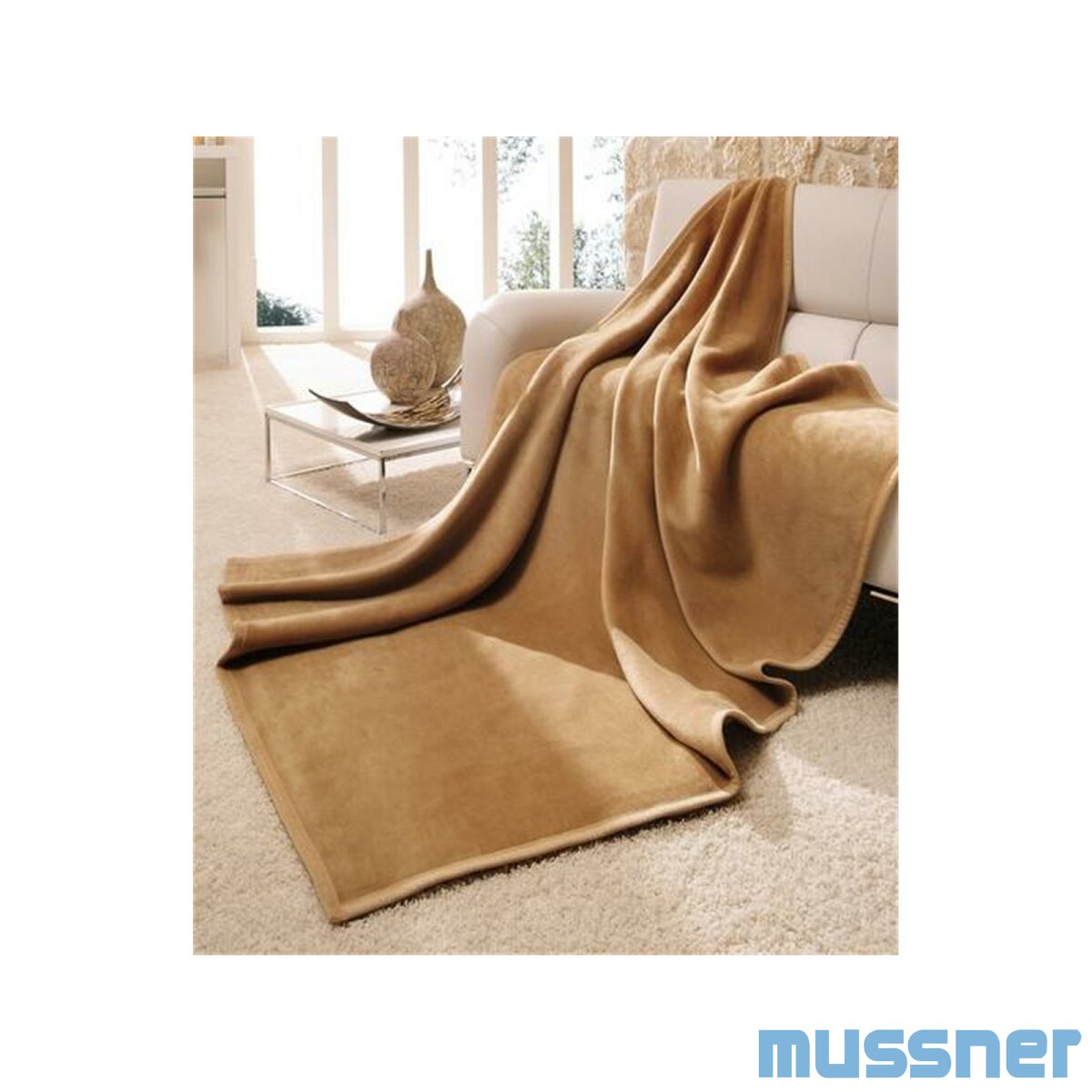 cotton / polyacryl blanket cream 220/240 beige at Mussner Textile Onl ...